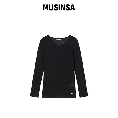 STREET STANDARD TENCEL V领长袖 黑色韩国官网直邮进口MUSINSA