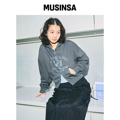 LMC WM LOVE ANGEL 拉链连帽卫衣 深灰色韩国官网直邮进口MUSINSA