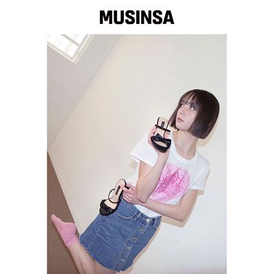 LEVASE 例如) ria spangle sandal-black 6cm MU韩国官网直邮进口