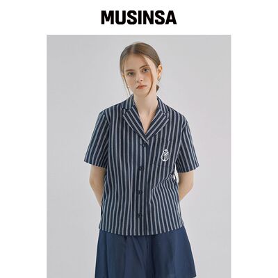 A.RIFF FRANC亚麻条纹夏季短袖衬衫_NEIB MUSINS韩国官网直邮进口