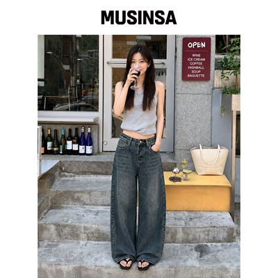 MILLIONCOR 维克深蓝色宽松牛仔裤 MUSINSA韩国直邮官方正品