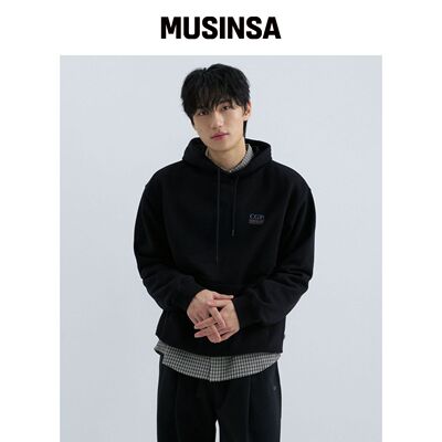 CGP 小方形彩色logo连帽卫衣-黑色 MUSINSA韩国官网直邮进口