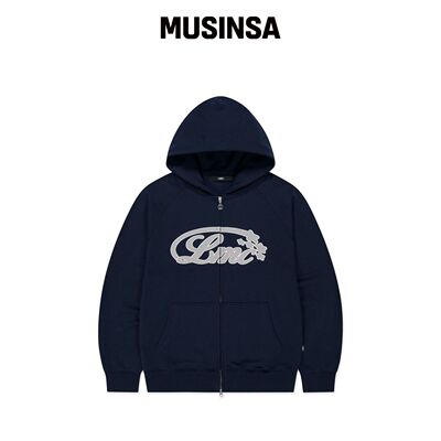 LMC STAR APPLIQUE LOGO 拉链连帽卫衣 深蓝色韩国官网直邮进口