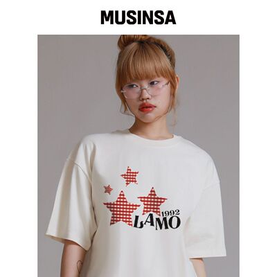 LIKE THE MOST 拉莫宽松版短袖T恤_奶油色 MUSIN韩国官网直邮进口