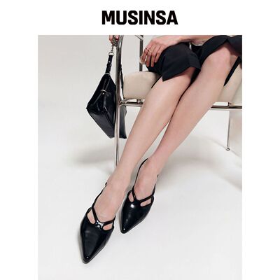 LOOKAST LEA STRAP SLINGBACK_黑色 MUSINSA韩国官网直邮进口