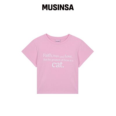 ITZAVIBE 猫咪图案短款T恤_粉色 MUSINSA韩国官网直邮进口