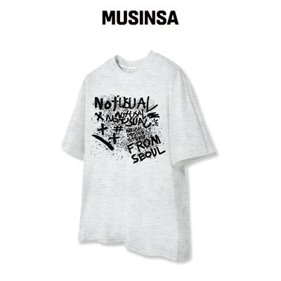 NOTUSUAL 格纹涂鸦半高领T恤 [白色混合]韩国官网直邮进口MUSINSA