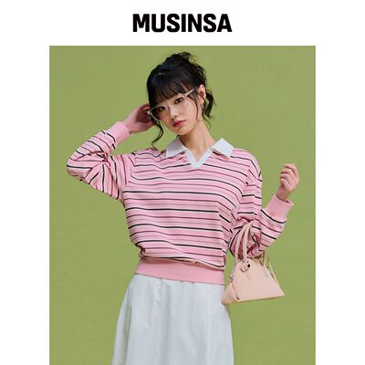 CHASECULT 女性条纹开领T恤-FARG5166B0P韩国官网直邮进口MUSINSA