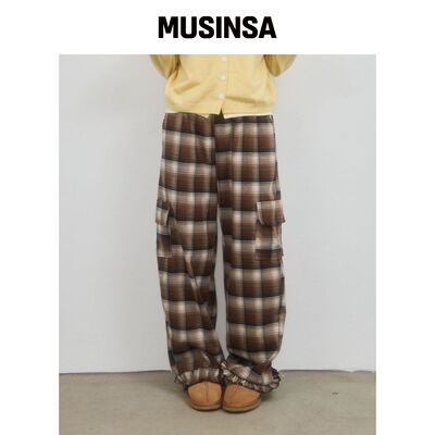 LETERIE CHECK FRILL 口袋裤_棕色 MUSINSA韩国直邮官网直邮进口