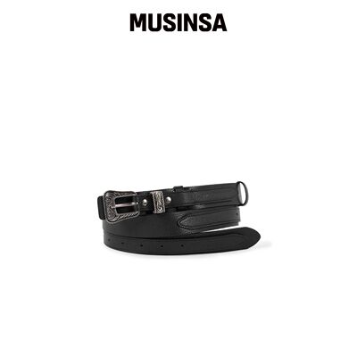 IUGAMAKARAS 双层西部风格皮带（黑色） MUSINSA韩国官网直邮进口