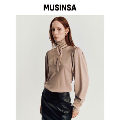 MAYVERU Linge系带T恤_米色 MUSINSA韩国直邮官方正品