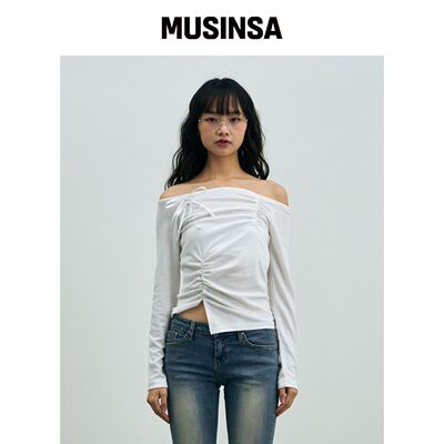 ARIKIM CLAIRE 两层褶皱露肩上衣 / 白色 MUSINS韩国官网直邮进口