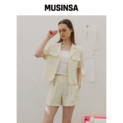 320SHOWROOM 实用半褶短裤奶油色 MUSINSA韩国官网直邮进口