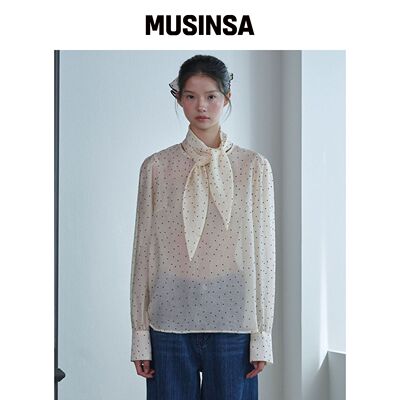 OPENING SUNSHINE 波点围巾衬衫象牙色 MUSINSA韩国官网直邮进口