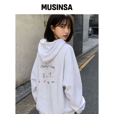 CPGN STUDIO 樱桃蛋糕刺绣连帽卫衣麻灰白 MUSIN韩国官网直邮进口