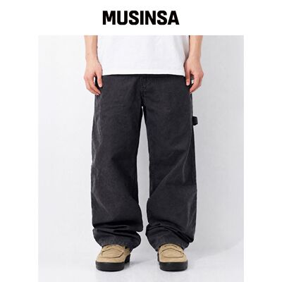 QT8 GARMENTS LB水洗牛津工装裤（黑色） MUSINS韩国官网直邮进口