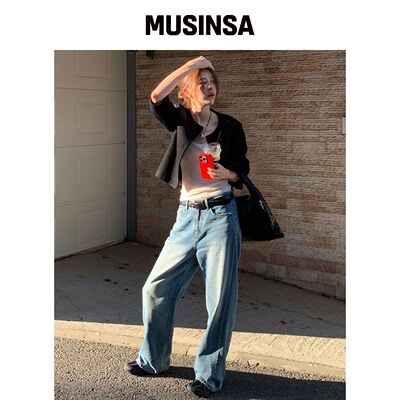108POUND 原边宽松牛仔裤_蓝色 MUSINSA韩国官网直邮进口