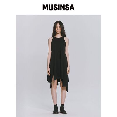 MONOPHOBIA AM CUTTING COTTON JERSEY DRESS 黑韩国官网直邮进口