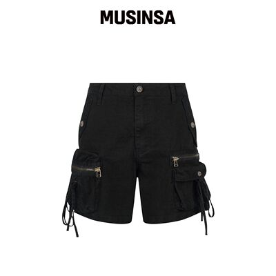 LECYTO String Cargo Shorts_[黑色] MUSINSA韩国官网直邮进口
