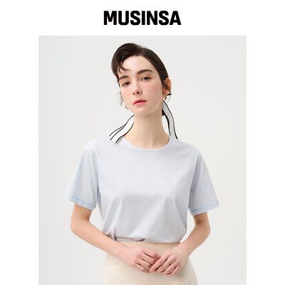 DE PERI MERA 팬子亮面T恤（天蓝色） MUSINSA韩国官网直邮进口