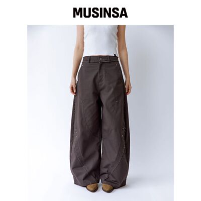 ROUGHNECK 破坏风宽松裤子 棕色 MUSINSA韩国官网直邮进口