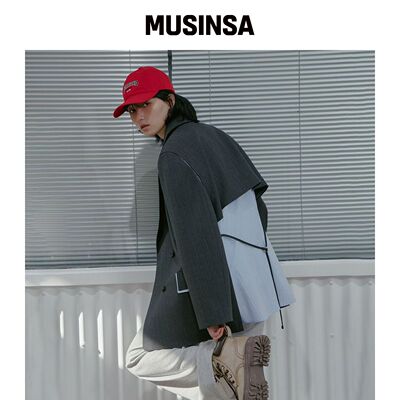 LAP 条纹衬衫拼色宽松夹克 AS1WJ266 MUSINSA韩国官网直邮进口
