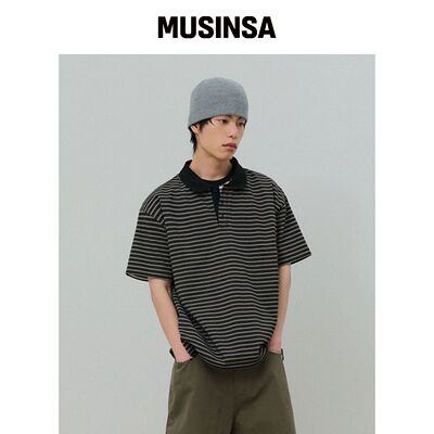 DESIRED 条纹翻领短袖T恤-FBSK5701D03韩国官网直邮进口MUSINSA