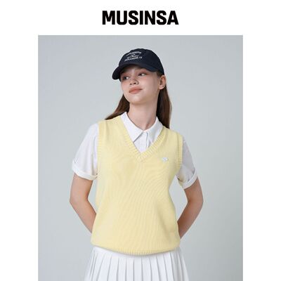 MONBIRDIE GOLF CLOUD VNECK 马甲 YELLOW韩国官网直邮进口