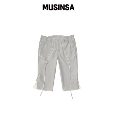 OJOS 灰色绑带修身卡普里裤 MUSINSA韩国官网直邮进口
