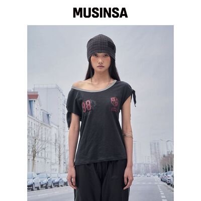 SOMSOC RICO EMBLEM 系带上衣_炭灰色韩国官网直邮进口MUSINSA