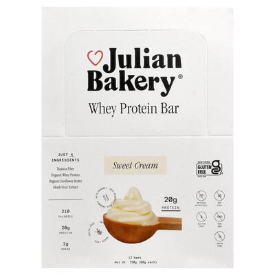 Julian Bakery，乳清蛋白棒，甜奶油，12根，每根2.1盎司（60克）
