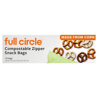 Full Circle,Compostable Zipper Snack Bags, 50 Bags