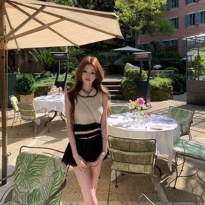 你的懒懒llan针织蕾丝无袖上衣