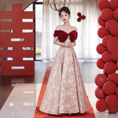 2026新款敬酒服新娘结婚一字肩订婚晚礼服裙女轻奢小众礼服高品质