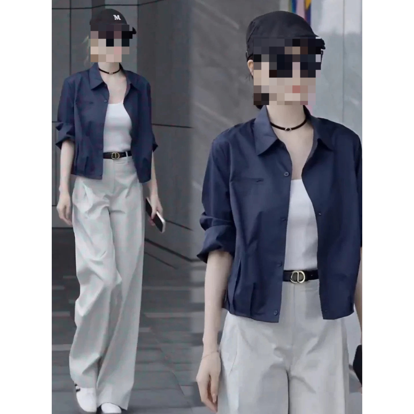 短款休闲风衬衫女春夏新款小个子衬衣设计感时尚洋气上衣