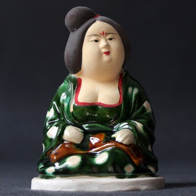 陶瓷仕女摆件陶俑胖妞艺术品复古收藏品做旧唐三彩装饰品礼品