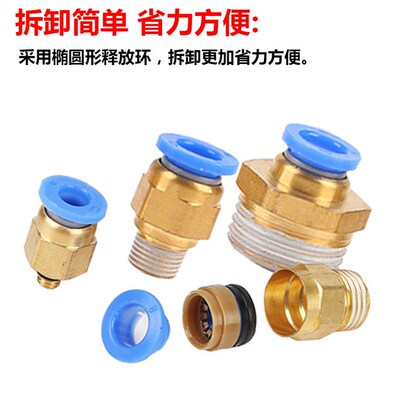 气动气管PC8-02快速接头PC4-M5快插PC6-01螺纹直通PC10-03 12-04