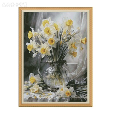 【ZZ5206-纳西索斯之花】十字绣2024款客厅卧室大幅自己绣花瓶