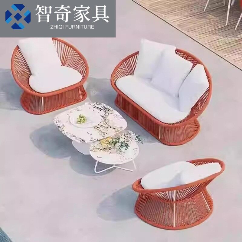 户外藤编沙发休闲小区庭院花园商用外摆茶室坐凳桌椅组合室外家具