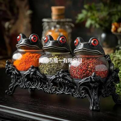 跨境热卖款Witchy  Frog Apothecary Spice Jars青蛙药剂师香料罐
