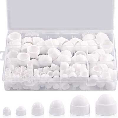 145/160pcs白色橡胶六角螺母盖盒装保护帽M4-M12螺栓盖帽