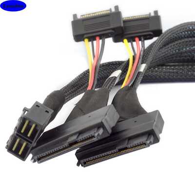 双口连体MINI SAS HD 8643 4I转2X SAS 8639带SATA 15P连接线