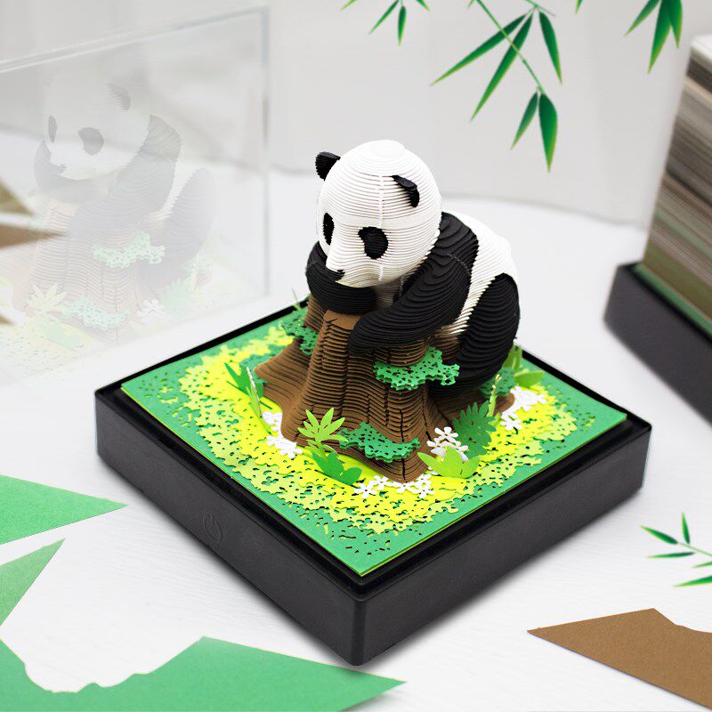 大熊猫纸雕文创日历2025蛇年新款3d立体便签创意手撕台历定制礼物