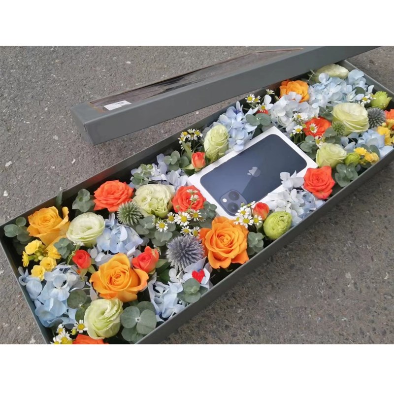 金色密语长方形套二鲜花水果礼盒玫瑰花束插花节日包装花艺礼品盒