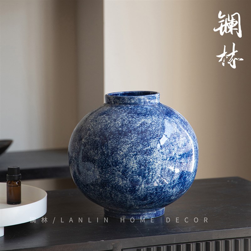 新中式陶瓷花瓶客厅玄关青花系类插干花装饰仿古禅意茶室简约摆件