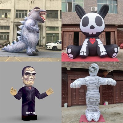 万圣节充气爬墙白幽灵气模发光南瓜拱门巫婆帽骷髅头酒吧装饰定制