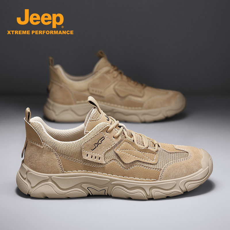 JEEP男鞋2026年新款夏季老爹鞋男透气休闲运动鞋户外软底登山网鞋
