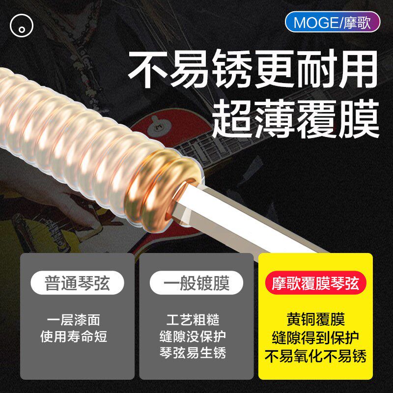 摩歌MOGE民谣吉他弦一套6六根全套弦线古典木吉他电吉他防锈琴弦