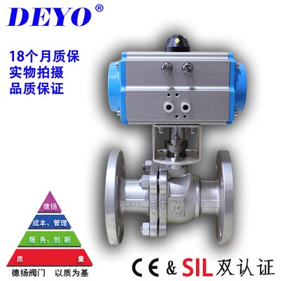Q641F不锈钢气动球阀,法兰304/316L,DN15,25,32,40,50,65,80,100