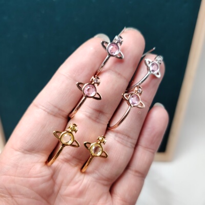 《现货秒发》土星HEATHER圆圈耳钉轻奢小众设计感高级耳环耳饰